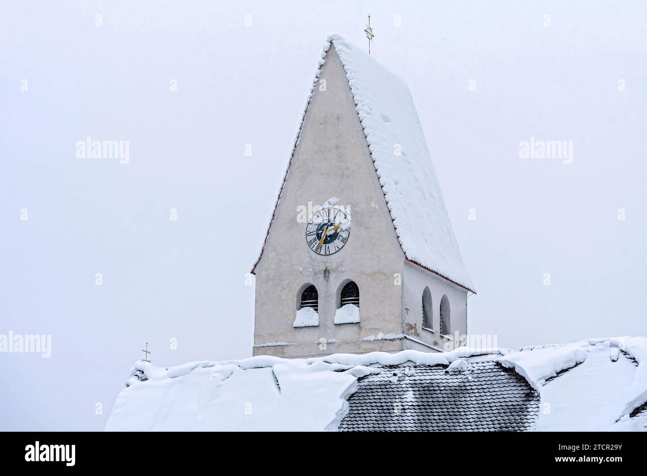 Bell tower, St Martin's parish church, late Middle Ages, snowed in ...