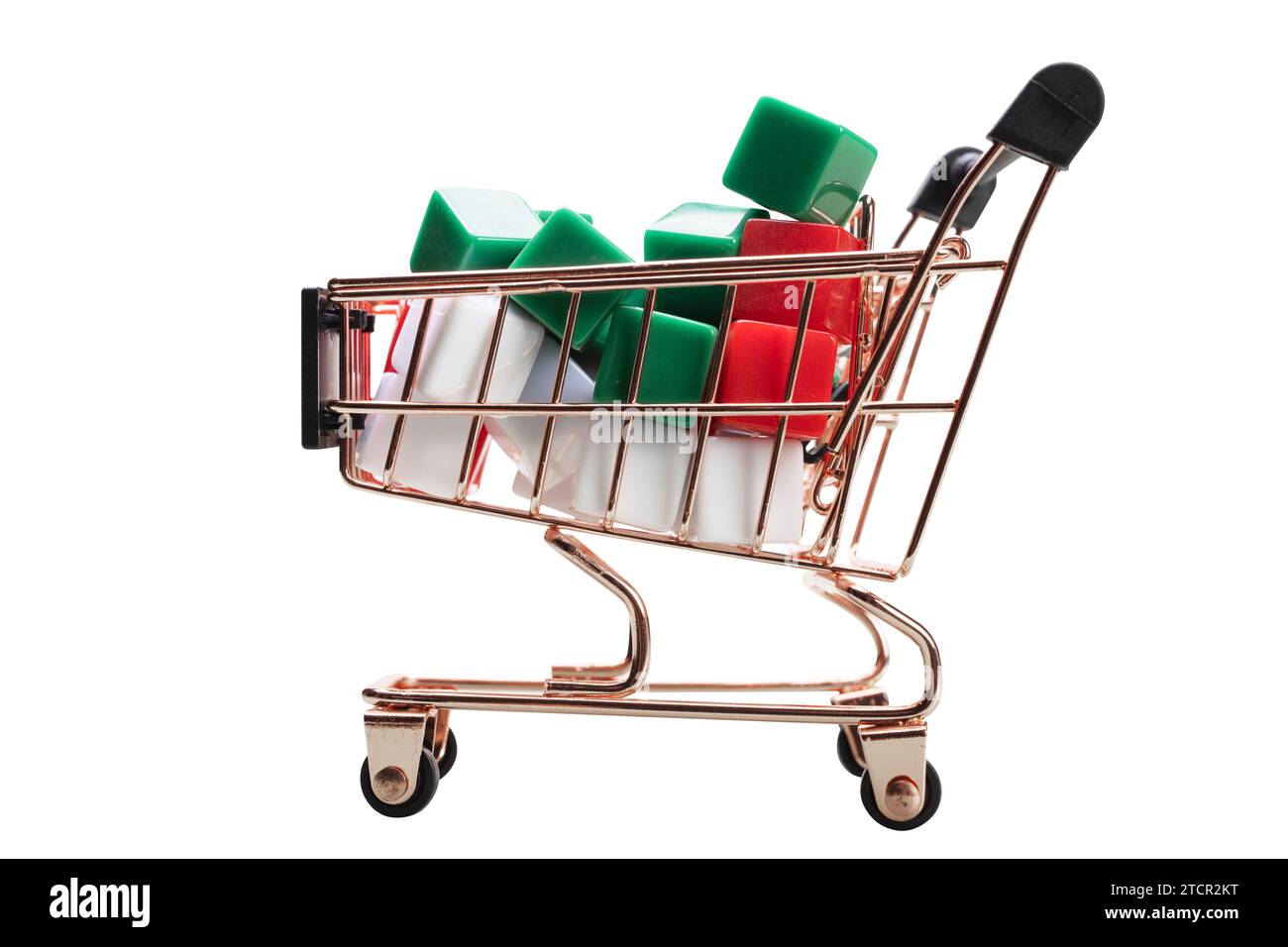 A shopping cart carrying a box isolated over a white background Stock ...