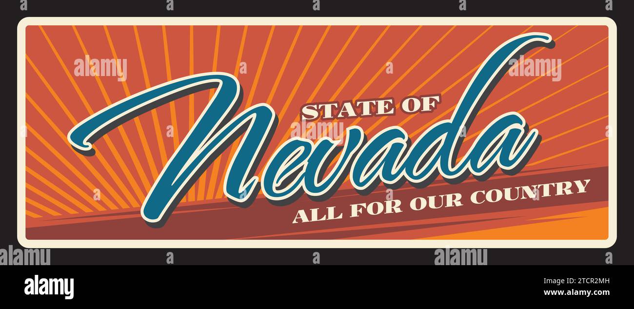 Nevada United States sign, vintage travel plate. Carson City capital ...