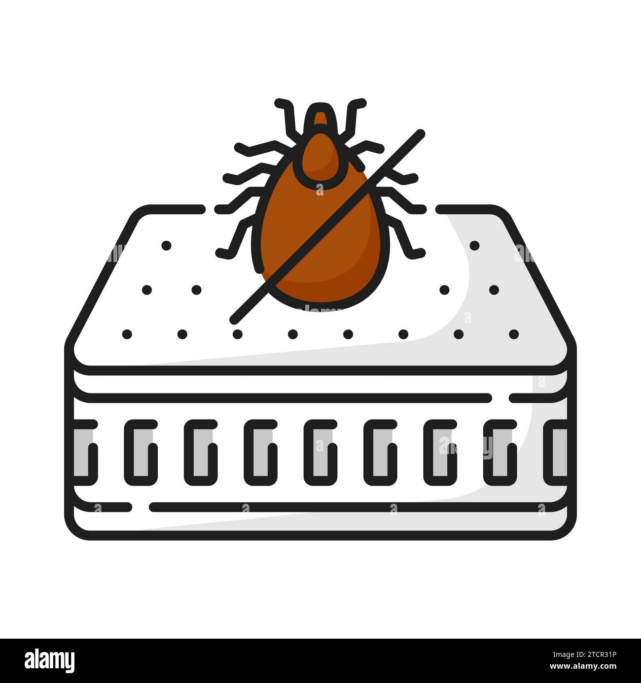 Bed orthopedic memory mattress with crossed sign of mite bug, parasite ...