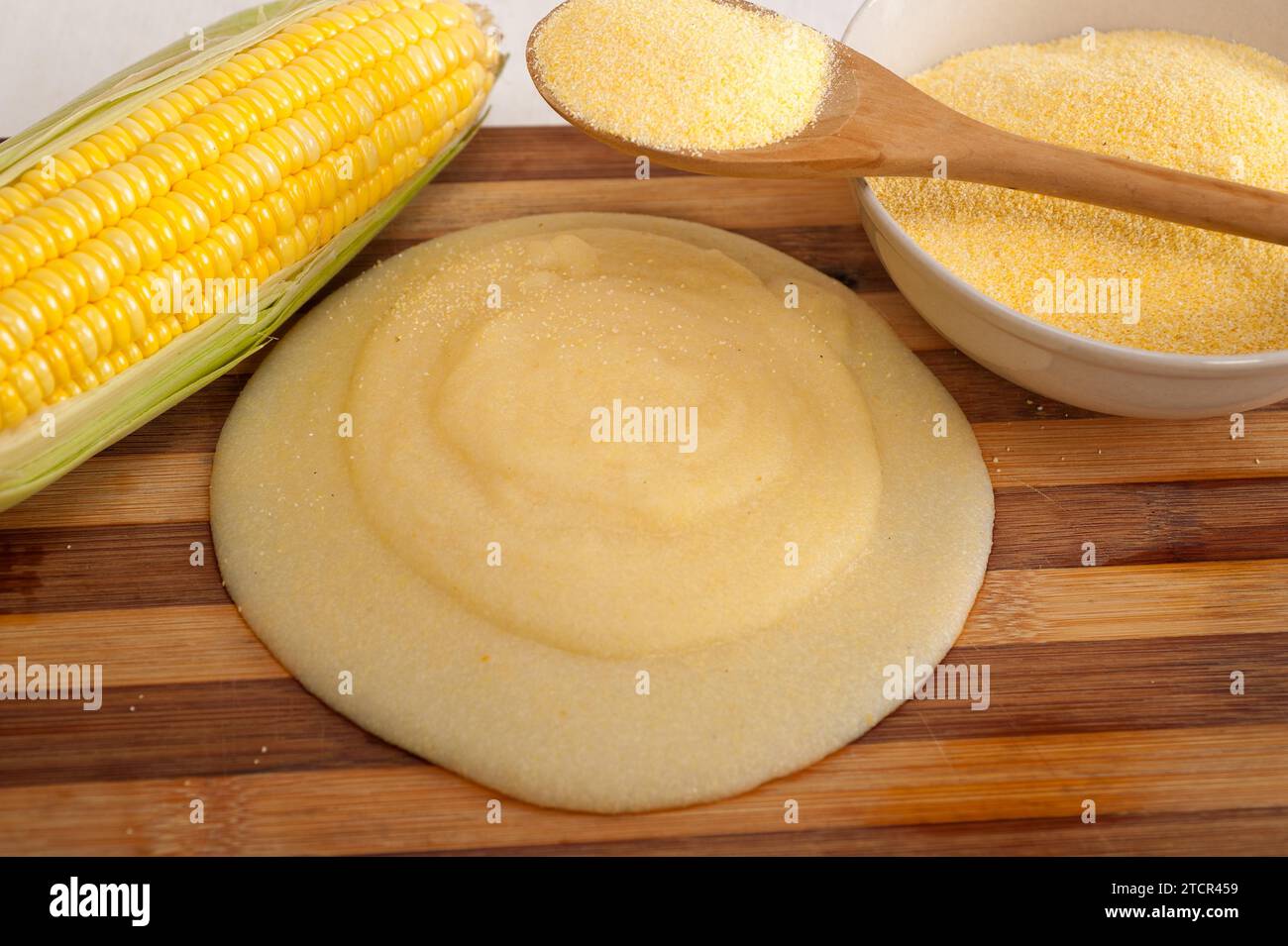 Polenta traditional north Italy corn mais flour cream with crop Stock ...