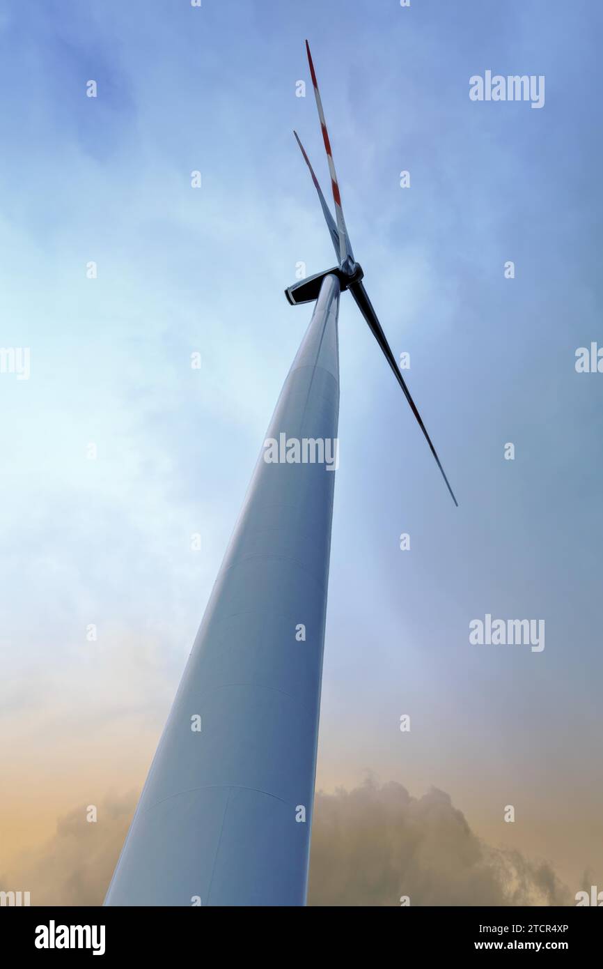 Wind turbine, frog perspective, application, wind, close-up ...