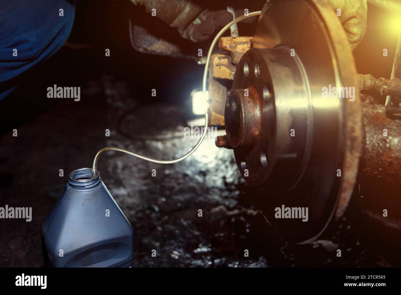 Bleeding the car brake system, bleeding the brake system Stock Photo ...