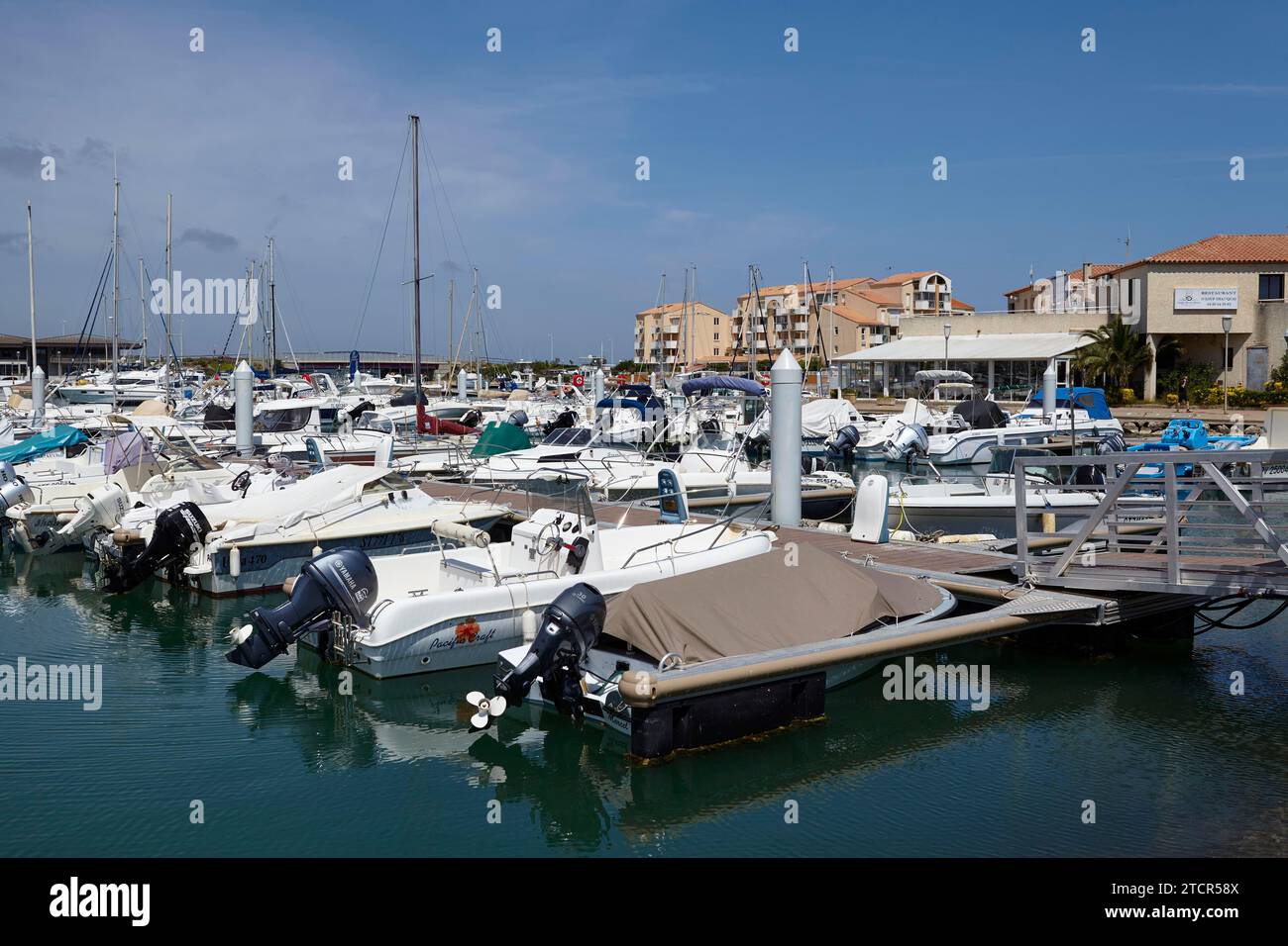 Motorboats in the harbour of Frontignan, Herault, Occitania, France ...