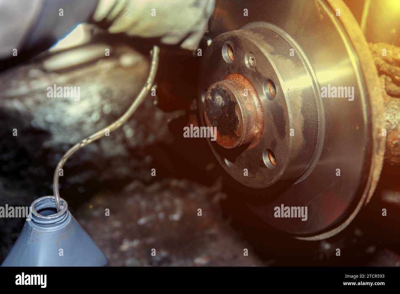 Bleeding the car brake system, bleeding the brake system Stock Photo ...
