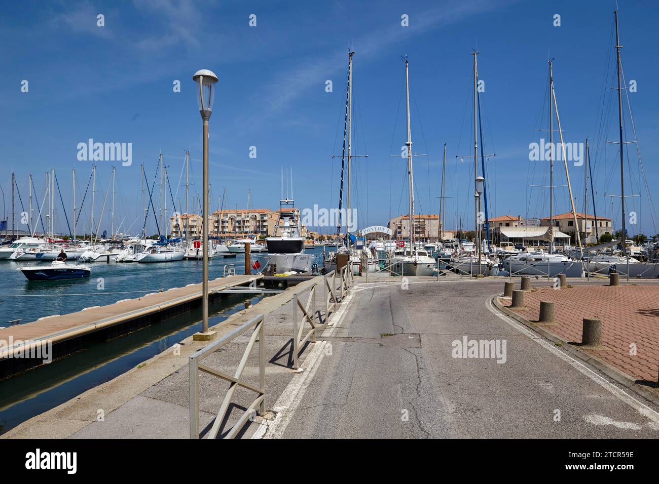 Road through the harbour of Frontignan, Herault, Occitania, France ...