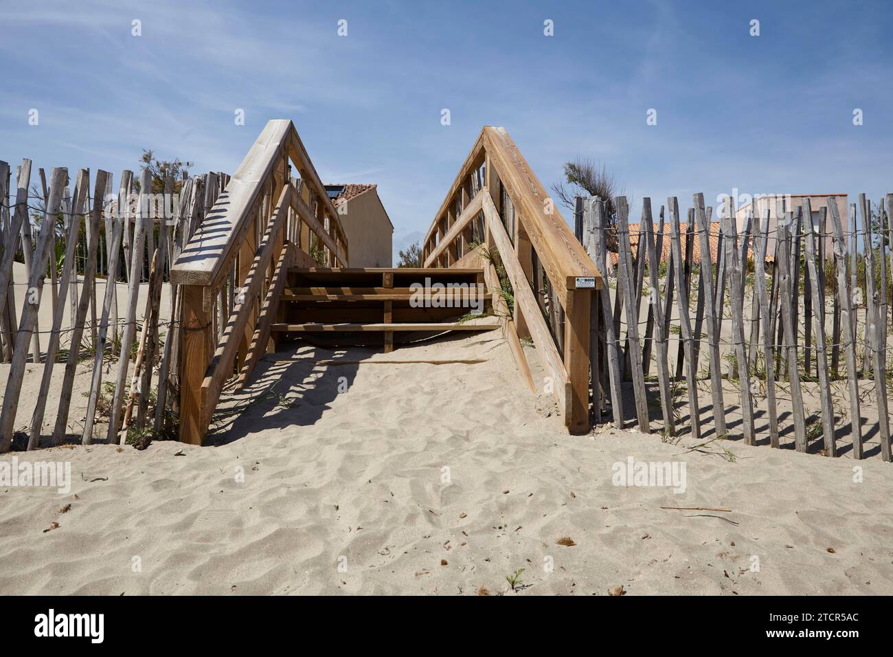 Access and protective fence to prevent erosion on the beach at ...