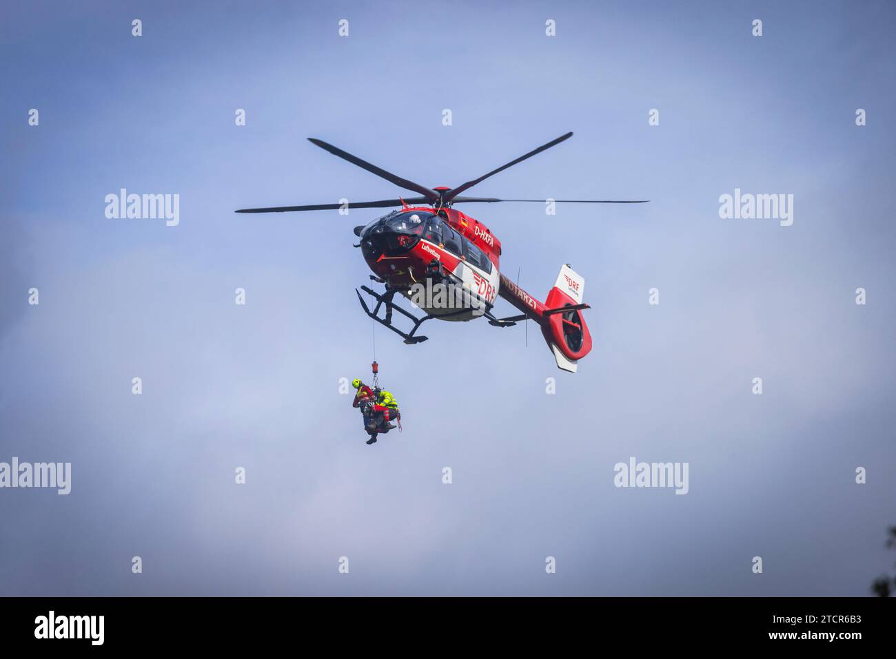 Winch rescue training of the rescue helicopter, Christoph 62, on the ...