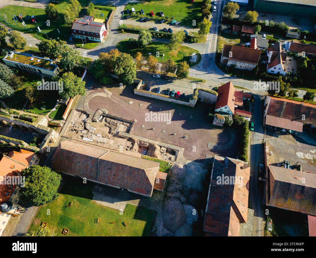 Aerial view of Memleben Monastery and presumed imperial palace ...