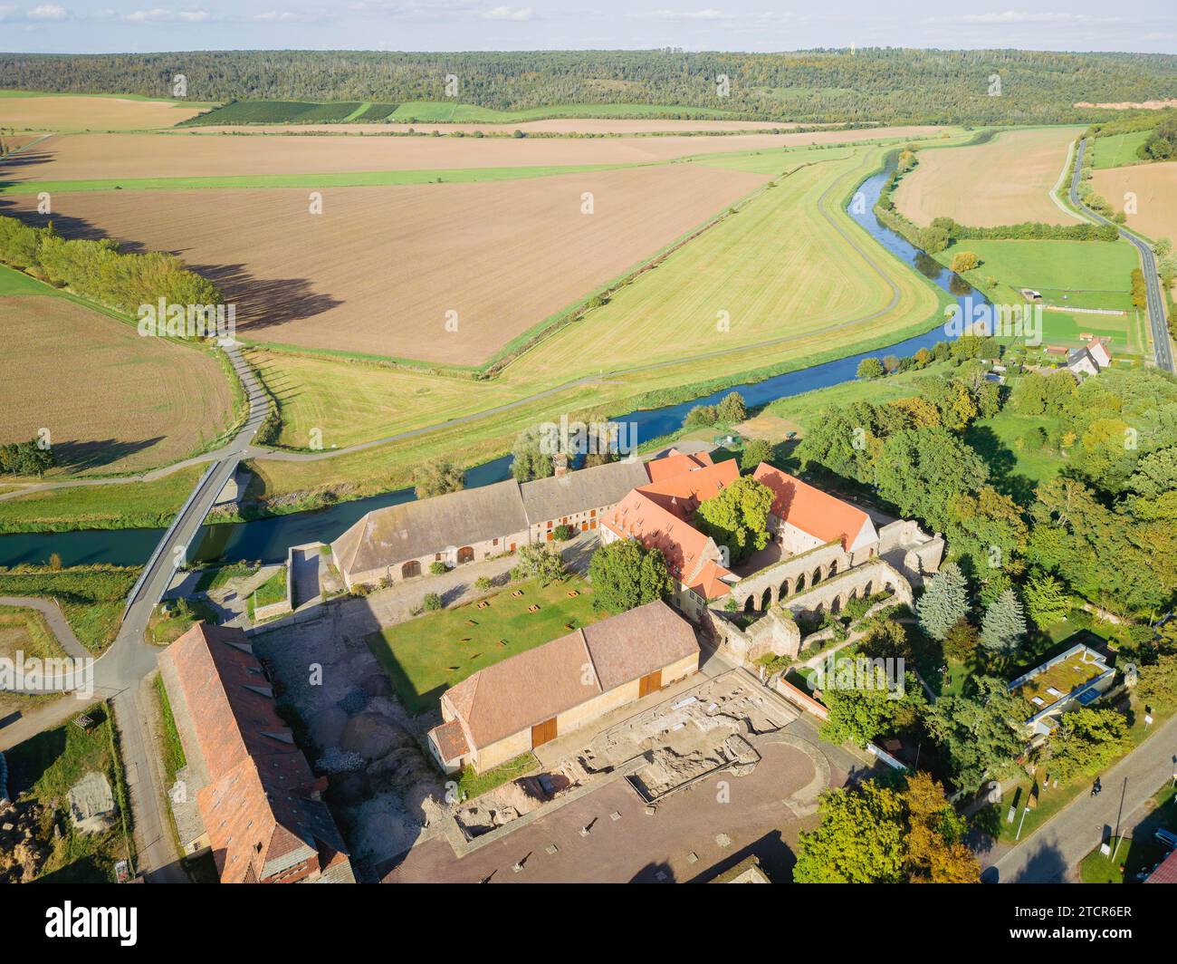 Aerial view of Memleben Monastery and presumed imperial palace ...