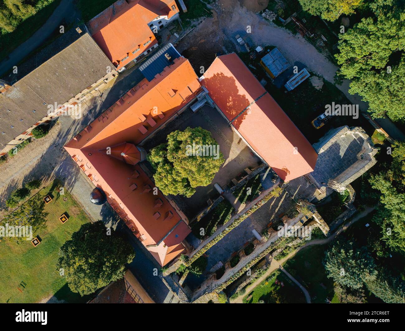 Aerial view of Memleben Monastery and presumed imperial palace ...