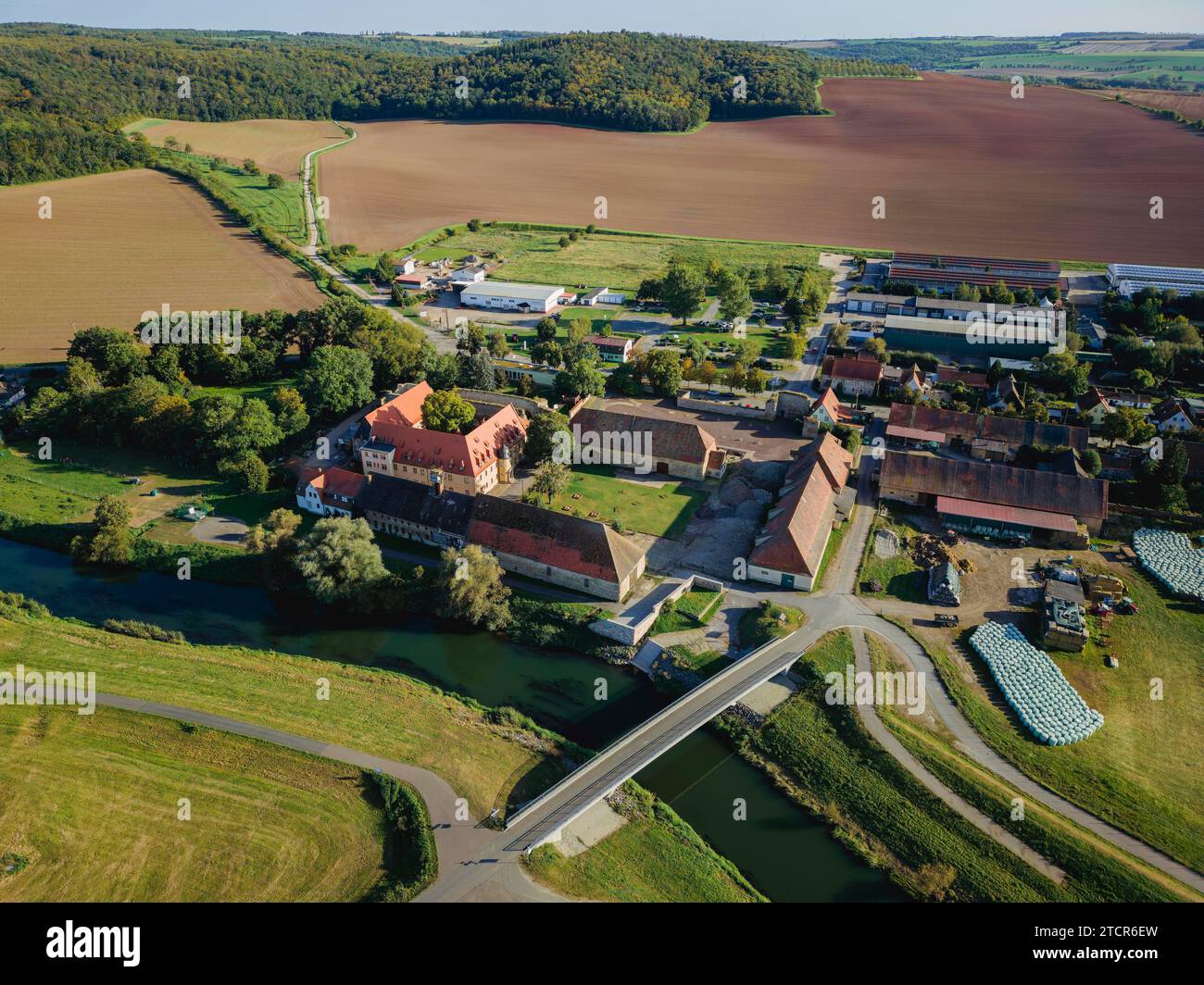 Aerial view of Memleben Monastery and presumed imperial palace ...