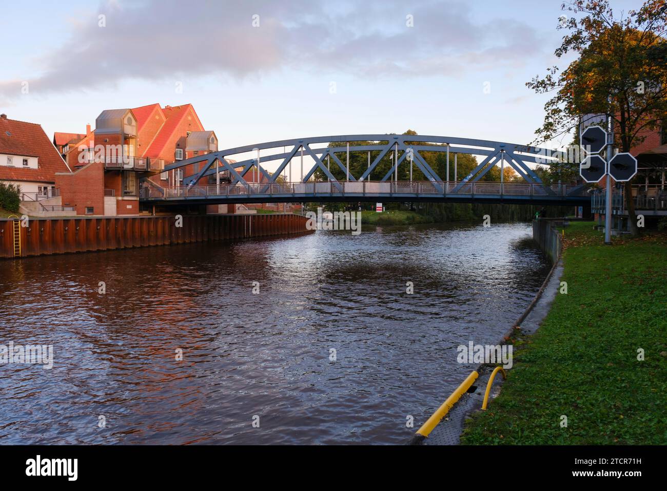 Bridge over the Ems, Emsbruecke, Meppen, Emsland, Lower Saxony, Germany ...
