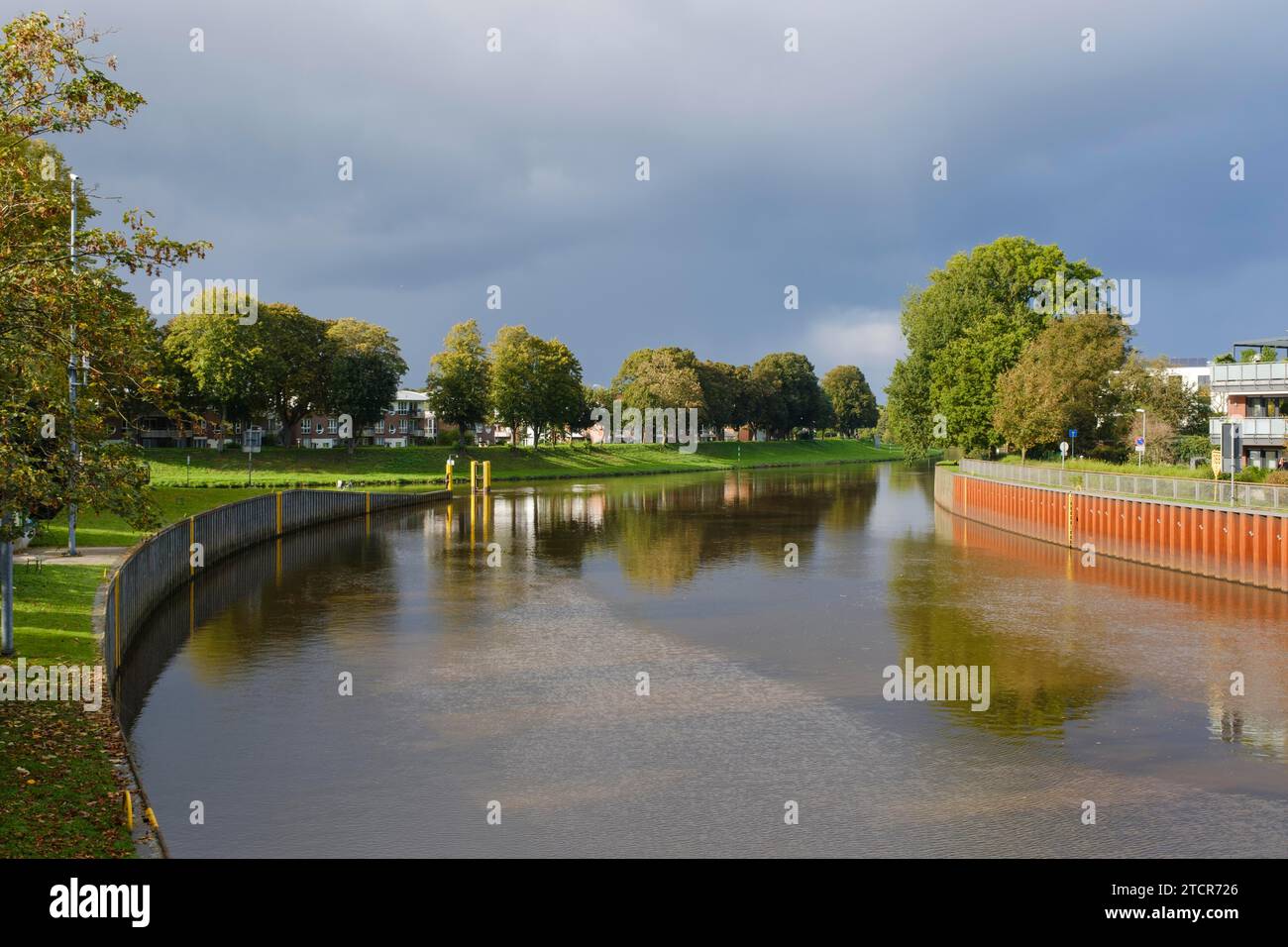 Confluence of the Hase and Ems rivers, Meppen, Emsland, Lower Saxony ...