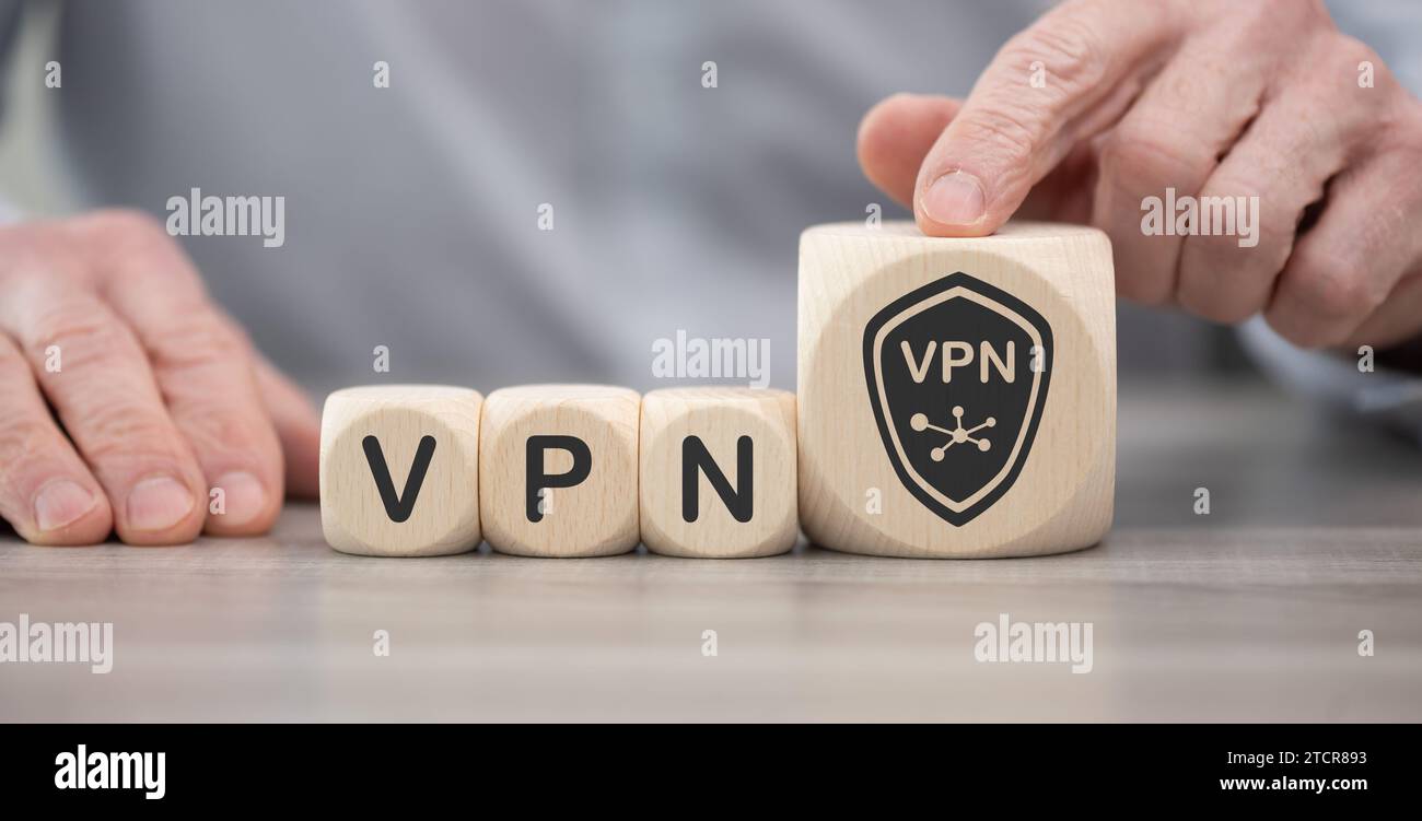 Wooden blocks with symbol of vpn concept Stock Photo - Alamy