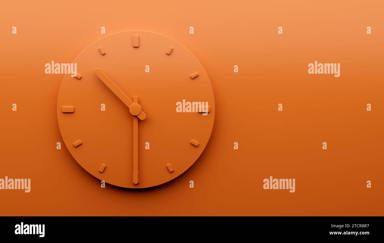 A digital 3D illustration of an orange clock at 10:30 on an orange ...