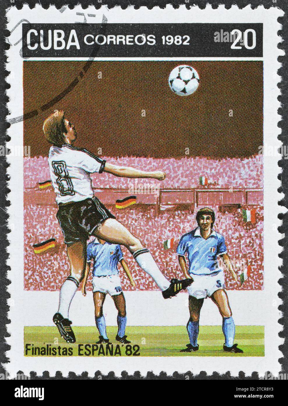 Cancelled postage stamp printed by Cuba, that shows Football, FIFA ...
