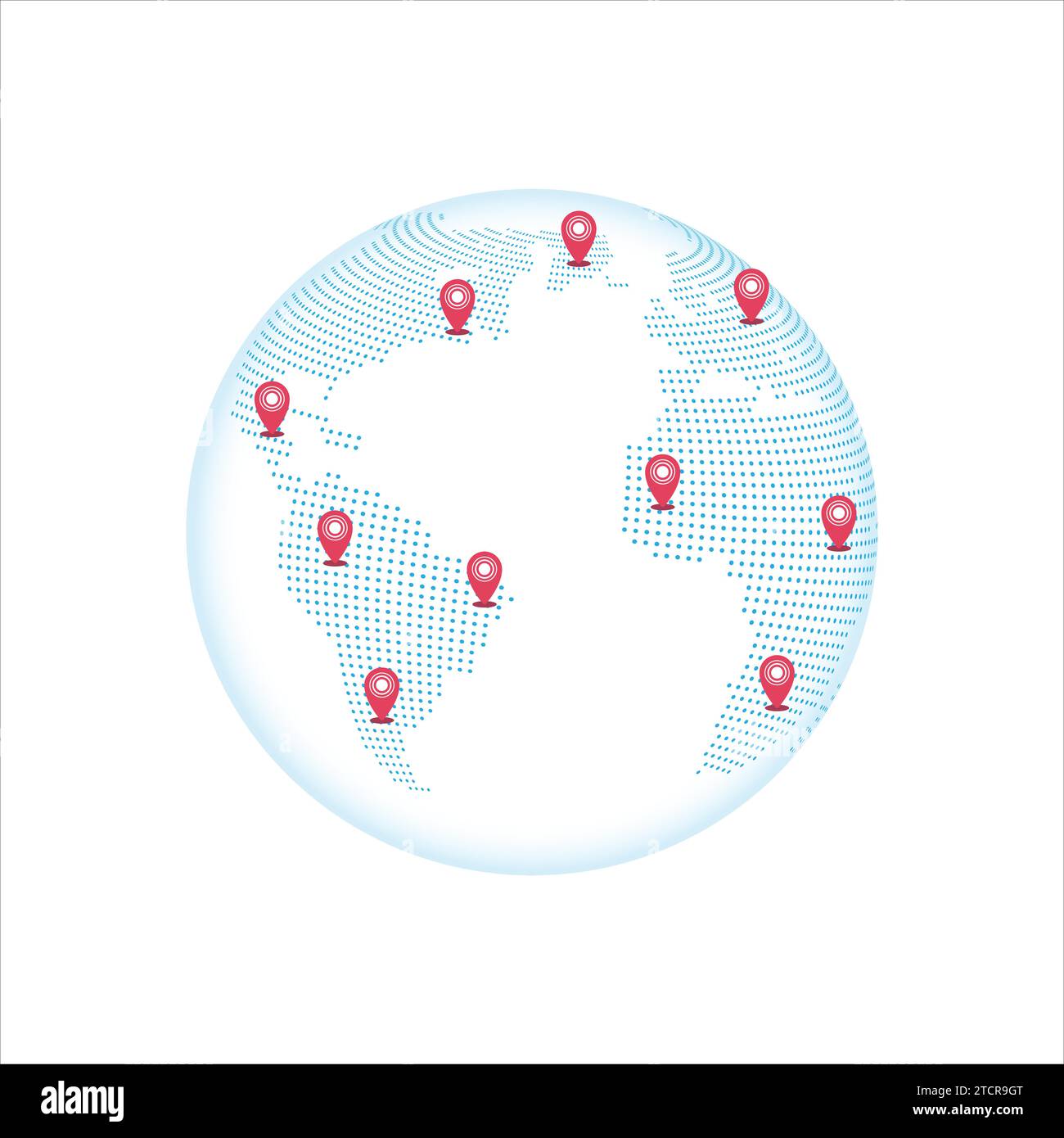 Dotted globe world map with pins pointers vector illustration Stock Vector Image & Art - Alamy
