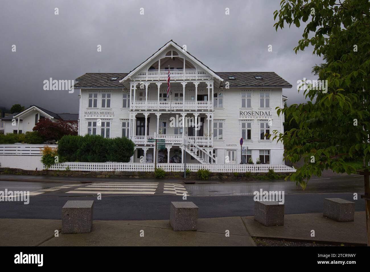 Norway, Vestland, Rosendal - July 17, 2023: Rosendal Turisthotell was ...