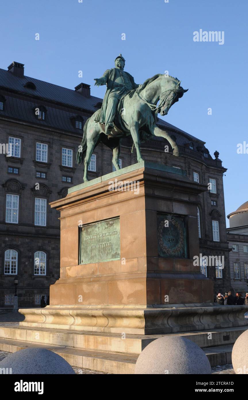 Copenhagen, Denmark /05 December 2023/ Statue of danish king Frderiks ...