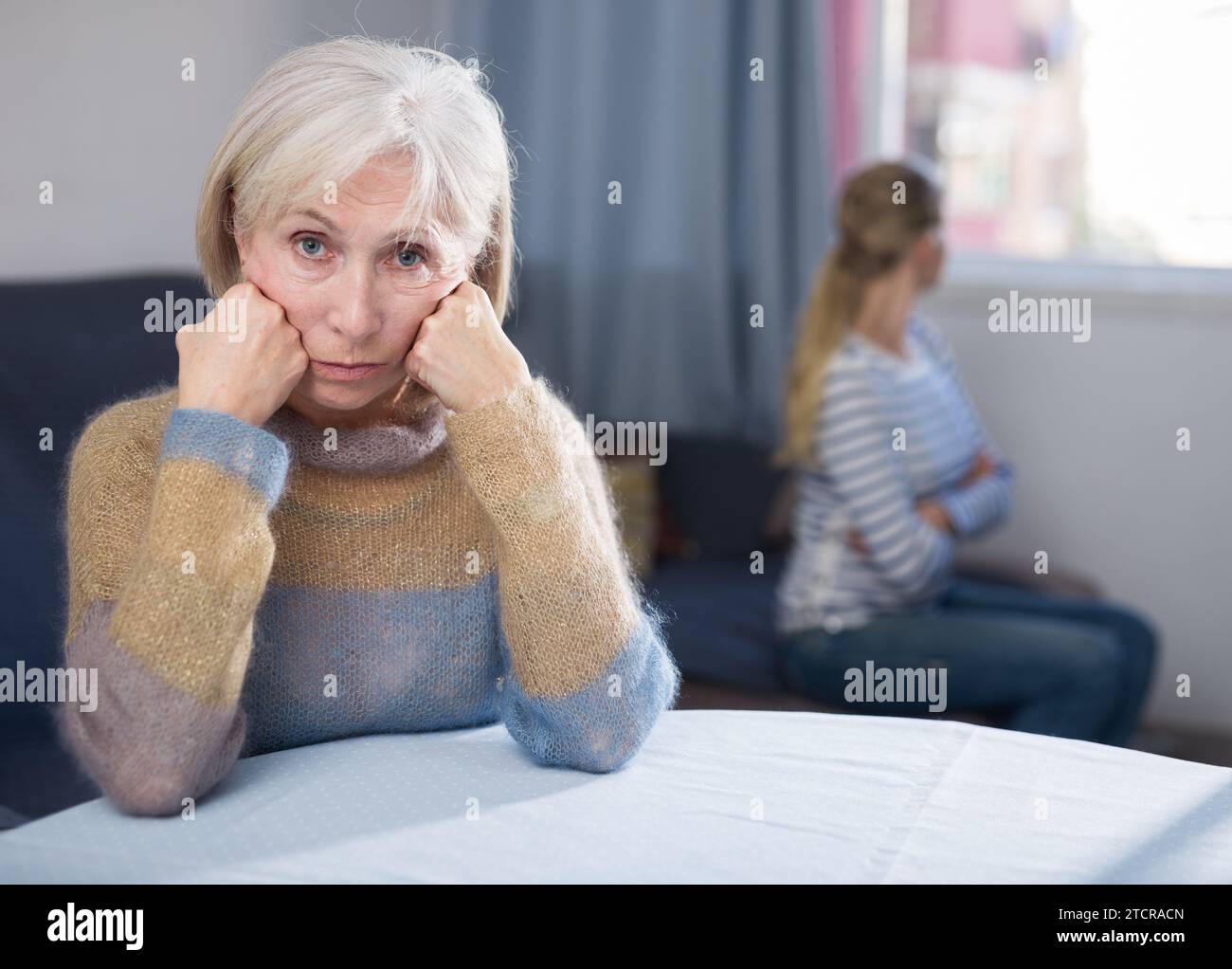 Portrait of a mature woman who took offense at daughter Stock Photo - Alamy