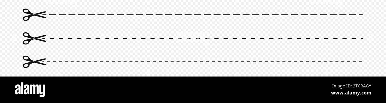 Set of cut here pictograms. Crop, strip or separation signs. Scissors ...