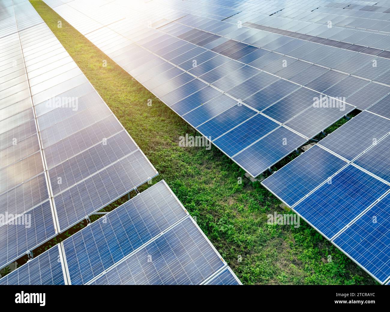 Solar farm and sun light. Solar power for green energy. Sustainable ...