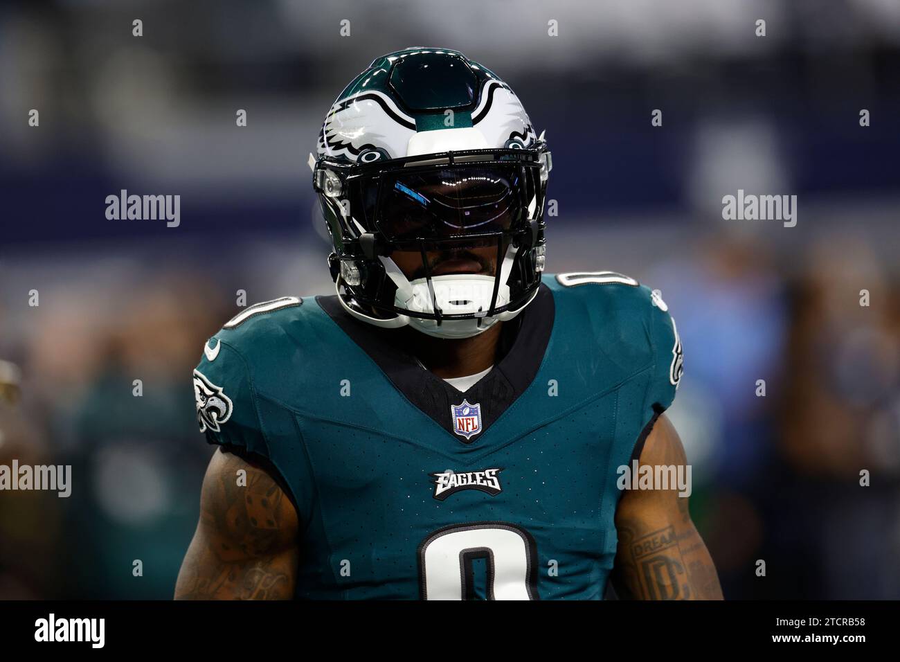 Philadelphia Eagles running back De'Andre Swift (0) during pregame ...