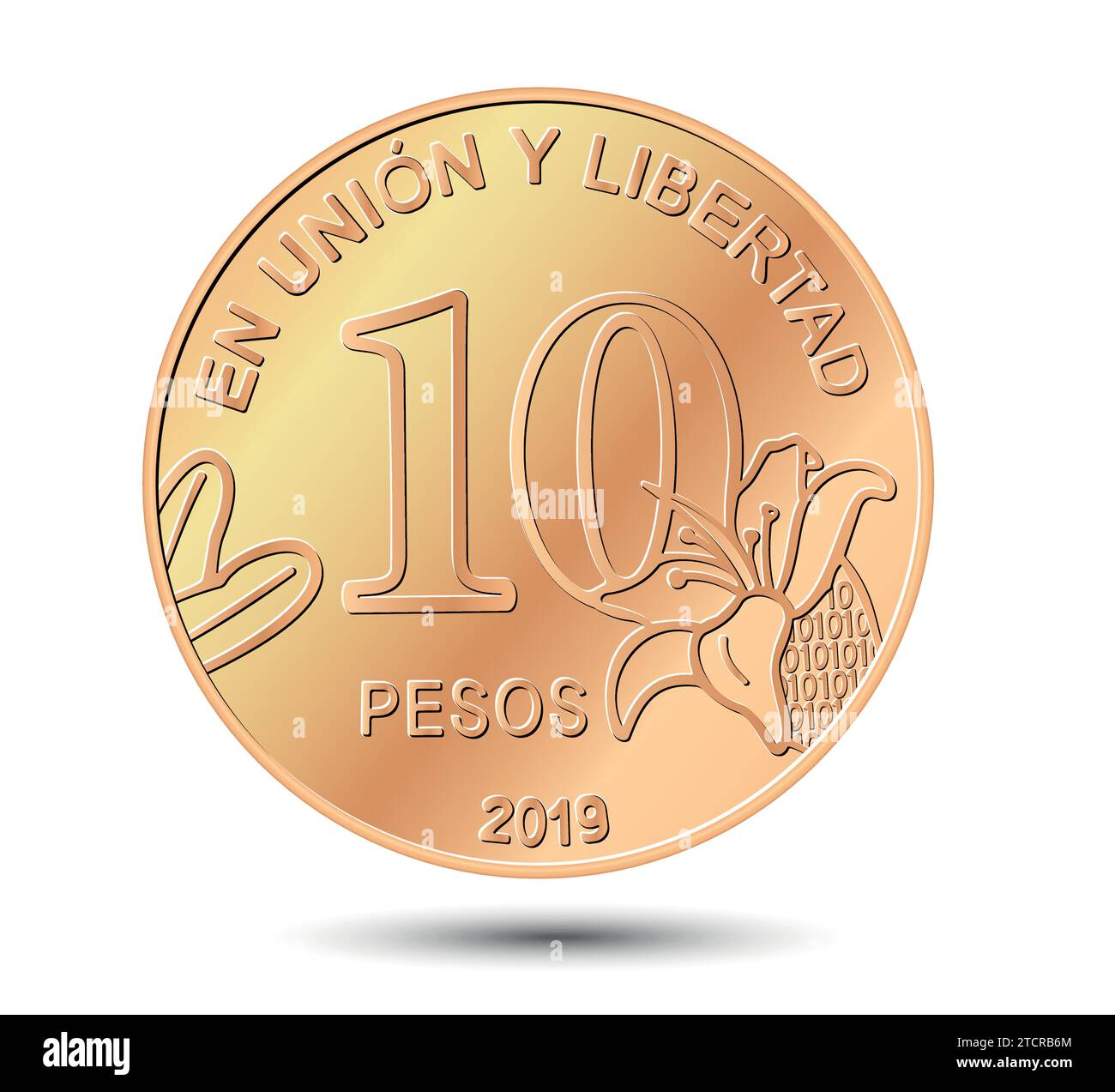 Ten pesos. Argentina ten peso coin. Vector illustration Stock Vector ...