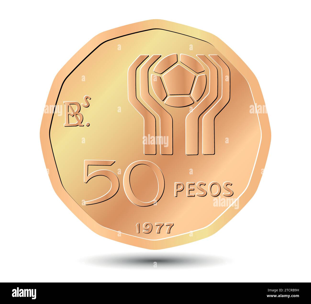 Fifty pesos. Argentine fifty pesos coin. Vector illustration Stock ...