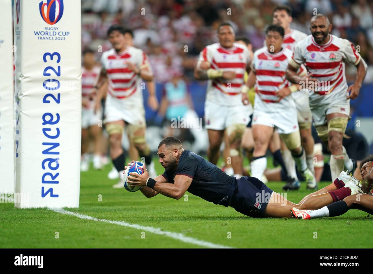 File photo dated 17-09-2023 of England's Joe Marchant scores their side ...