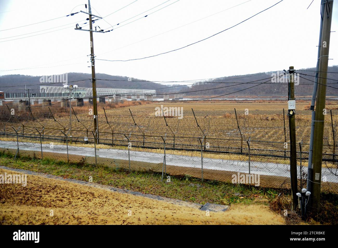 Paju, South Korea. 14th Dec, 2023. Imjingang Railway Bridge at the DMZ ...