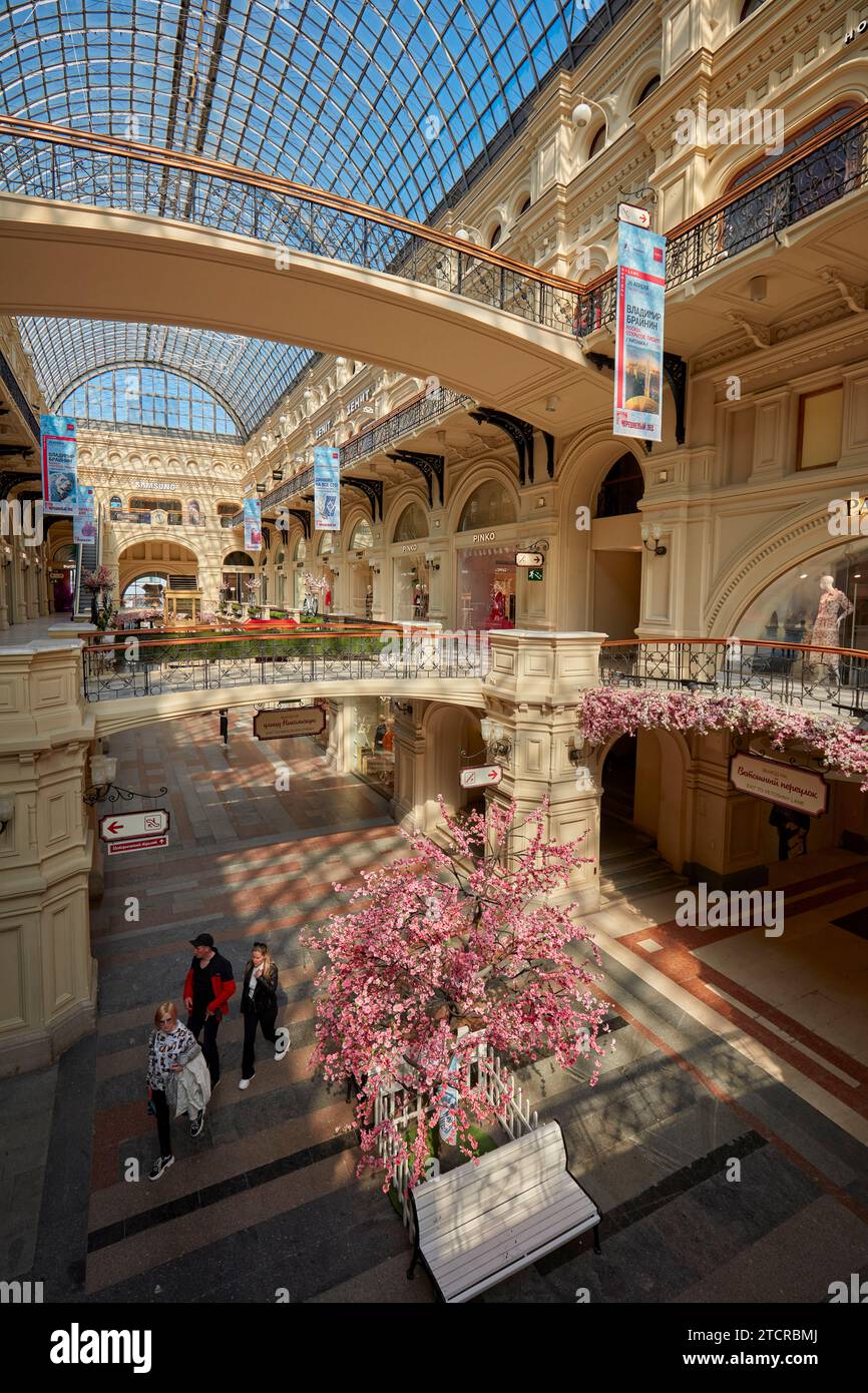 Interior view of GUM department store. Moscow, Russian Federation Stock ...
