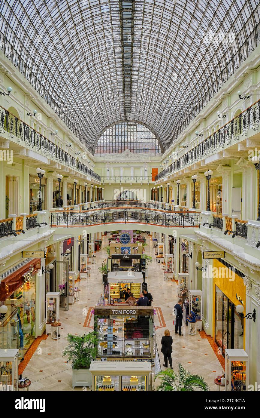 Interior view of the Petrovsky Passage, luxurious department store at ...
