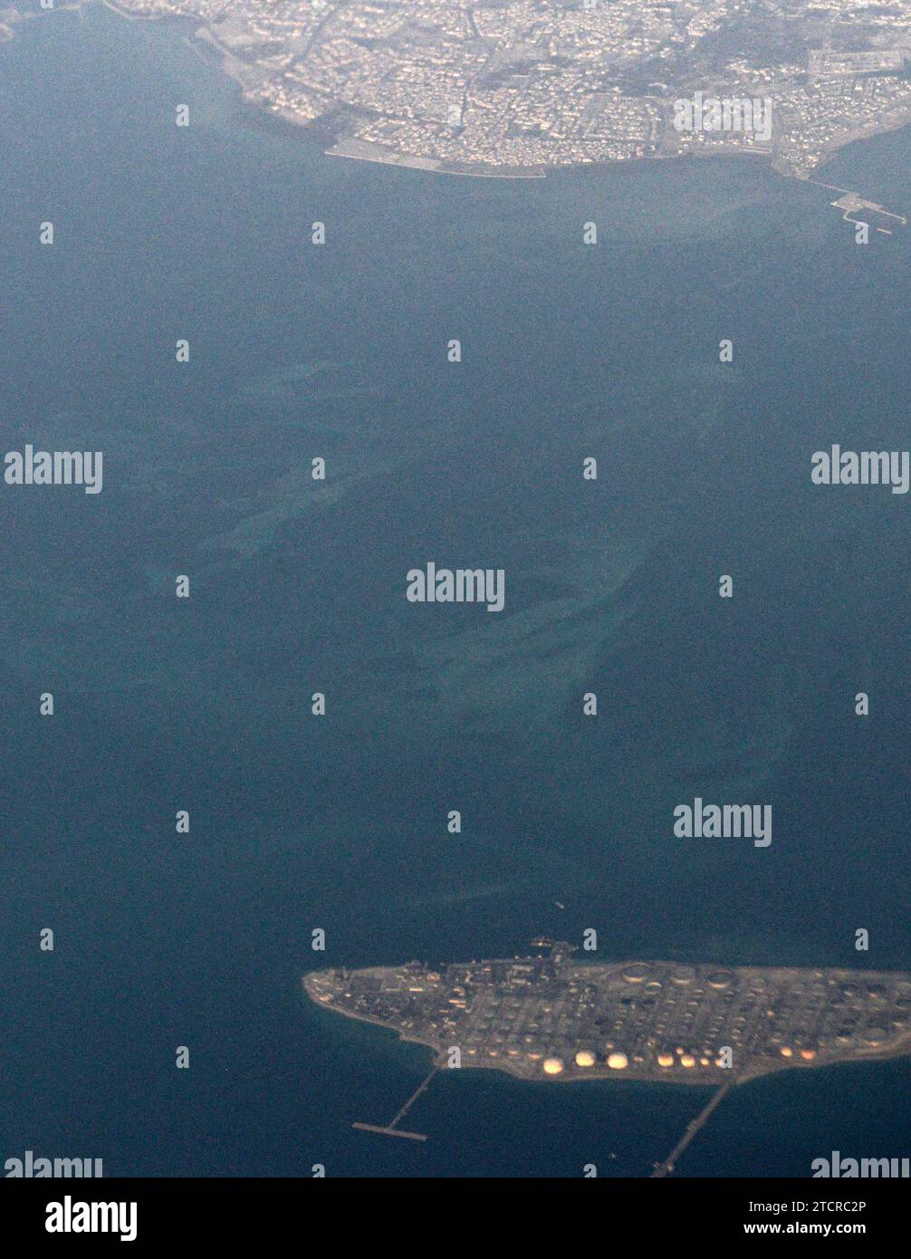 Aerial view of the Saudi coastline near Dammam in Saudi Arabia Stock ...