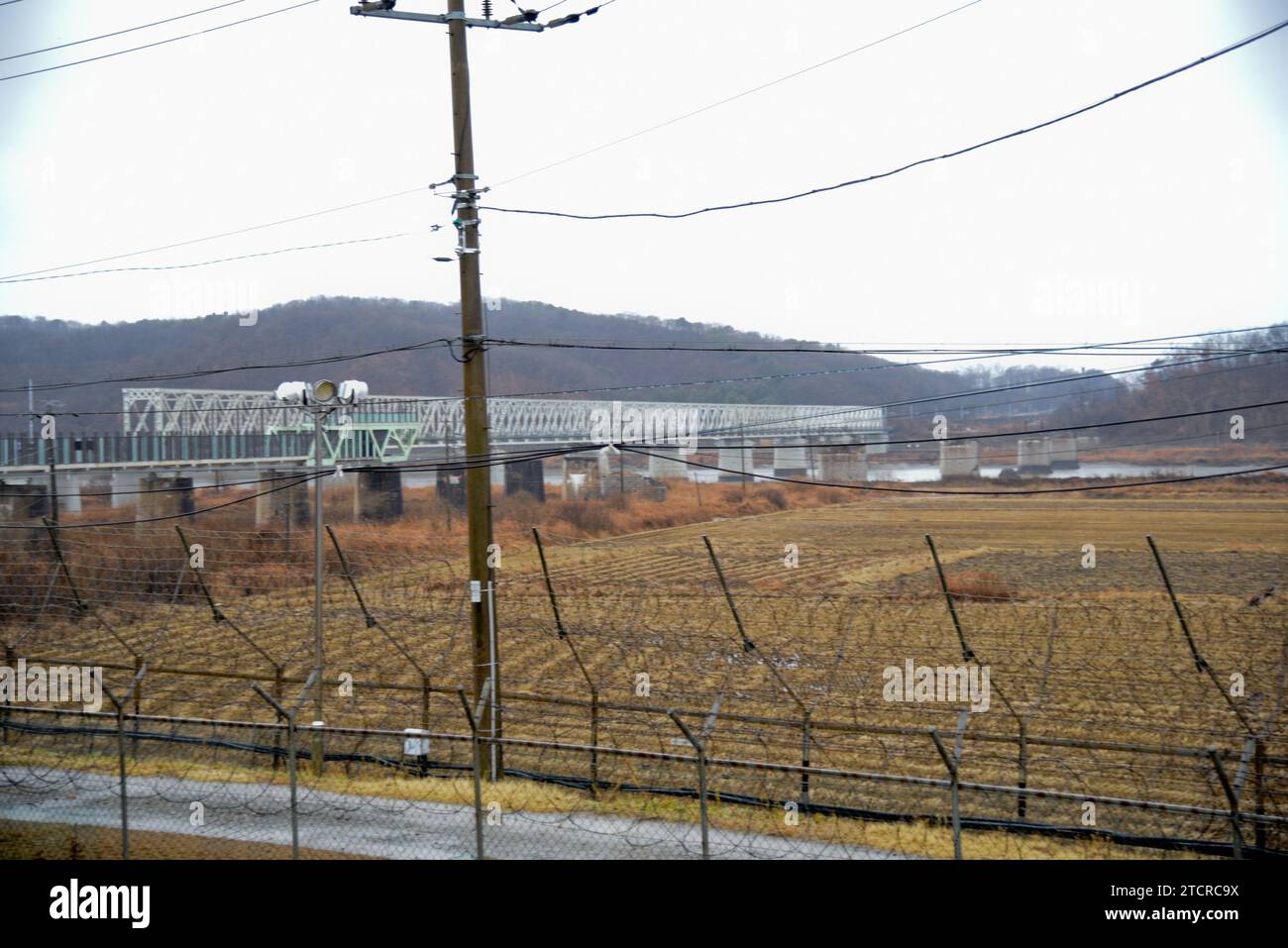 Paju, South Korea. 14th Dec, 2023. Imjingang Railway Bridge at the DMZ ...