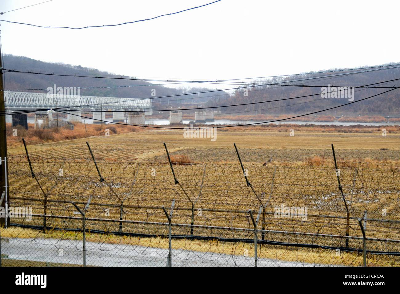 Paju, South Korea. 14th Dec, 2023. Imjingang Railway Bridge at the DMZ ...