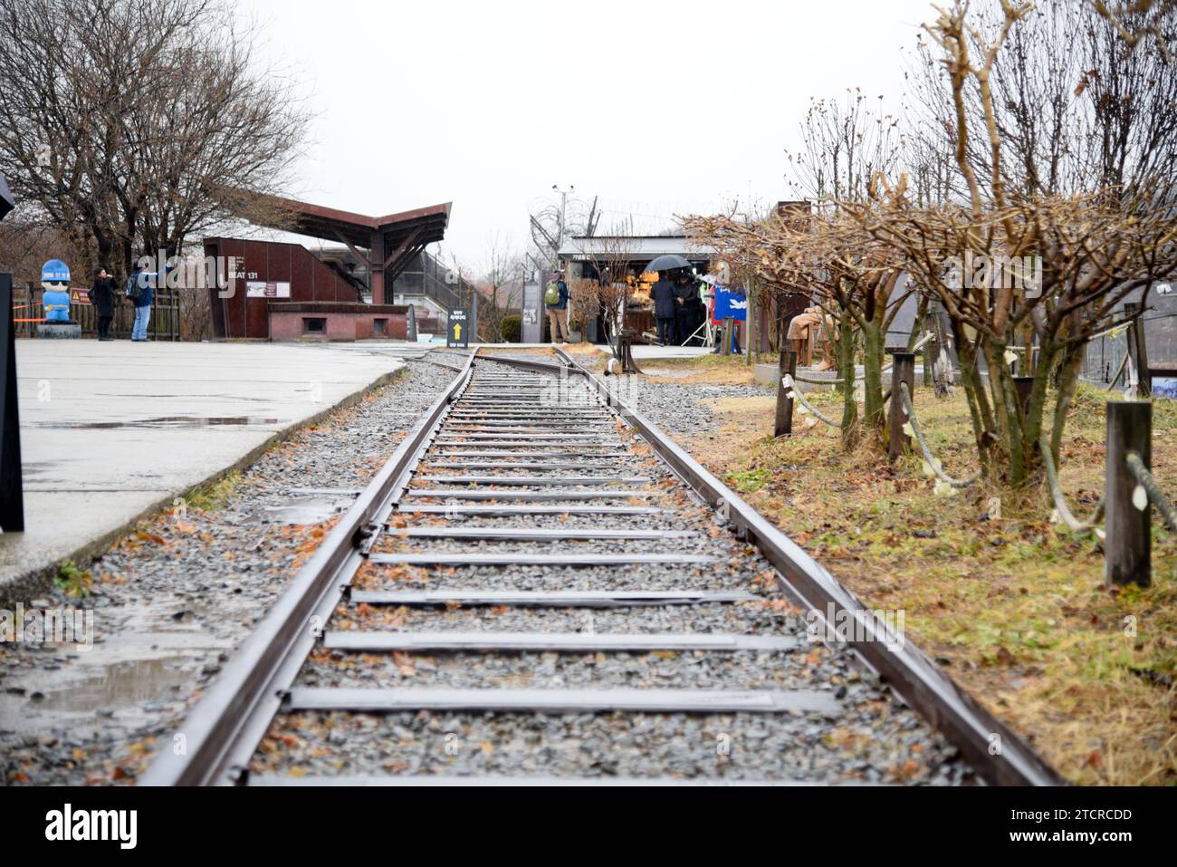Paju, South Korea. 14th Dec, 2023. Tracks that lead to Imjingang ...