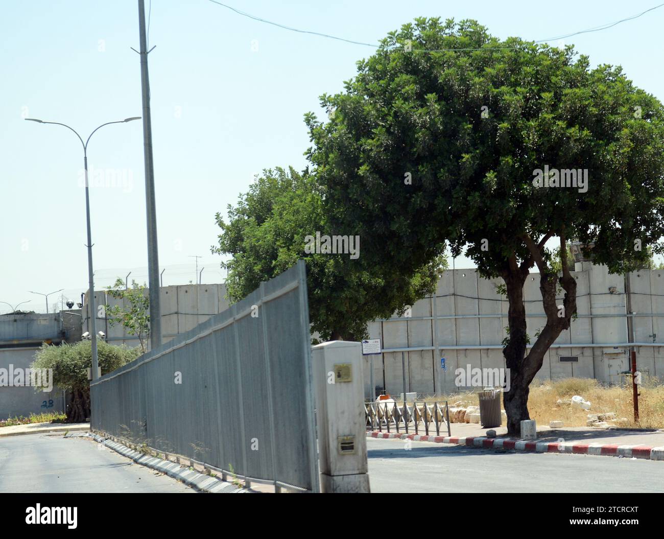 An Israeli checkpoint near the barrier wall near Bethlehem, Palestine ...