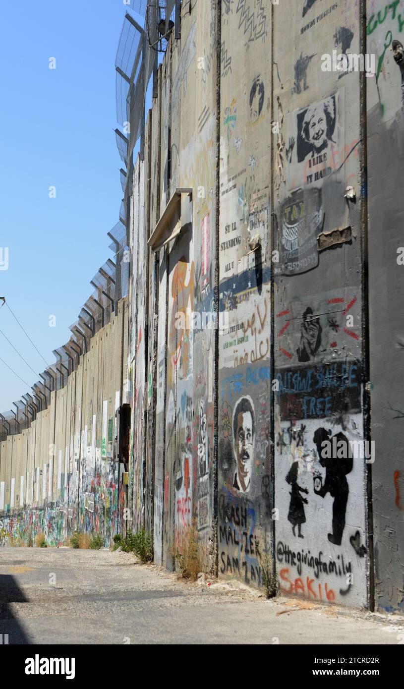 Murals on the Israeli security barrier in Bethlehem, Palestine Stock ...