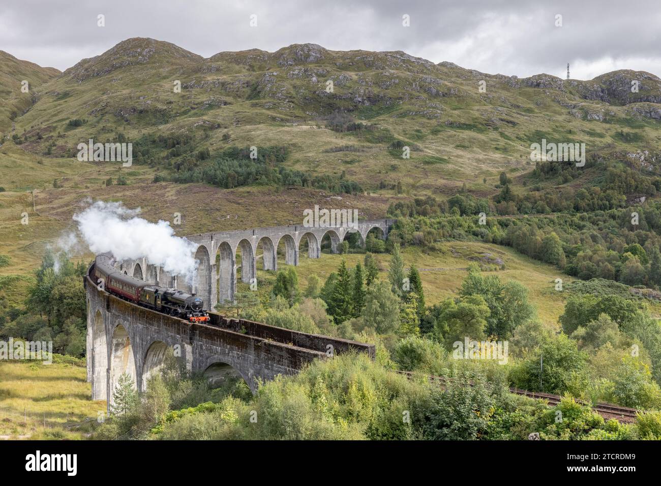 Steam Train and Glenfinnan viaduct in the Scottish Highlands. Famous ...