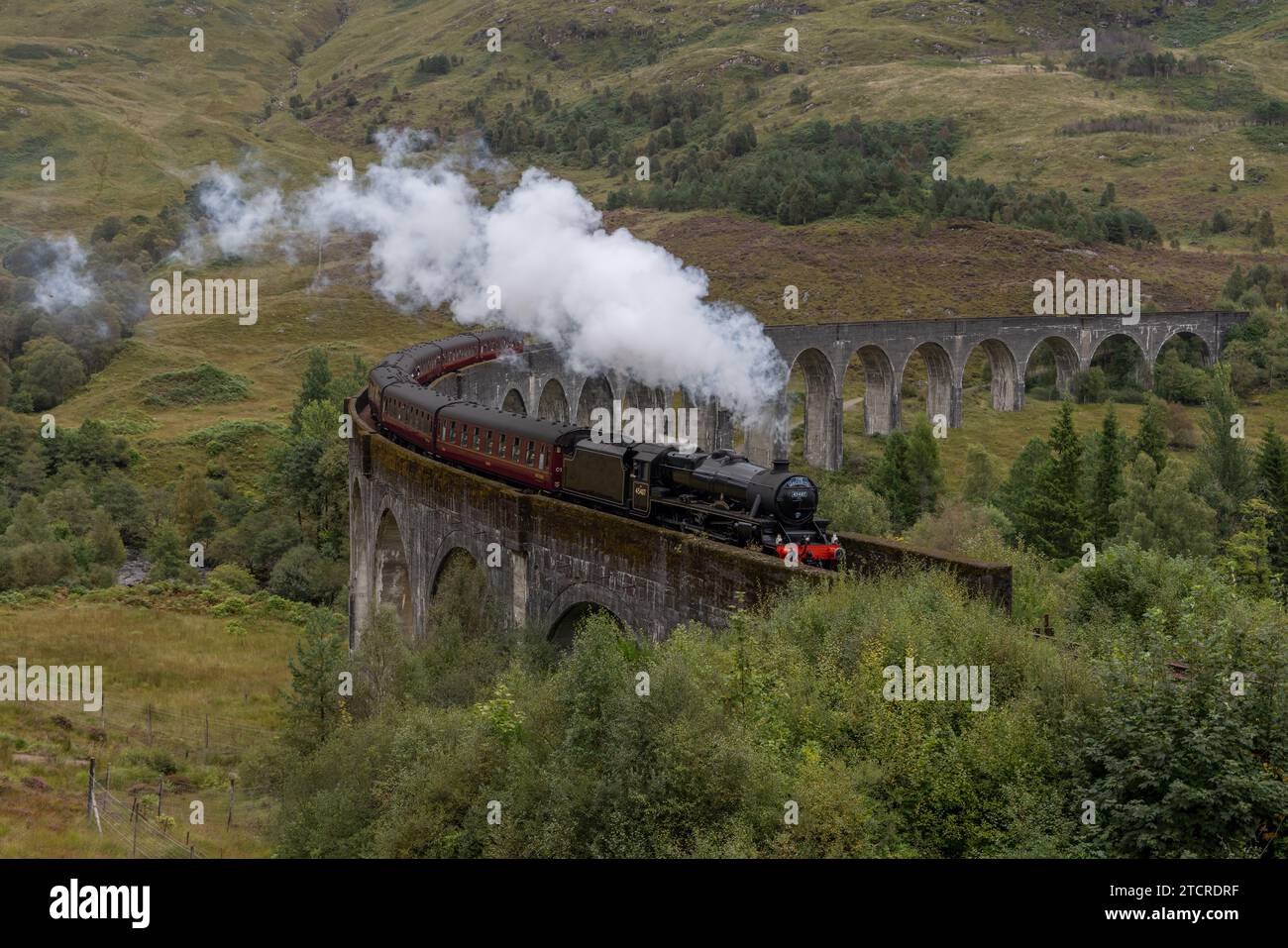 Steam Train and Glenfinnan viaduct in the Scottish Highlands. Famous ...