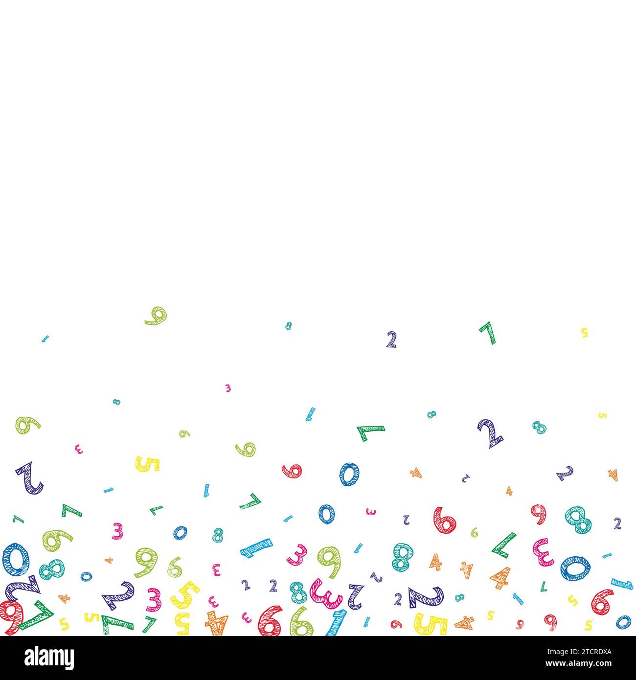 Falling colorful messy numbers. Math study concept with flying digits ...