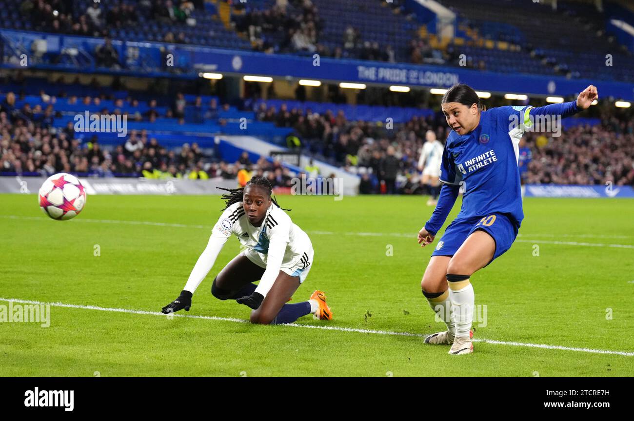 File photo dated 23-11-2023 of Chelsea's Sam Kerr (right) scores their ...