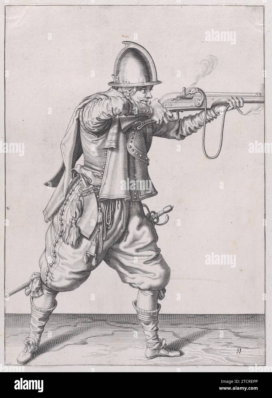 A soldier taking aim, from the Marksmen series, plate 11, in ...