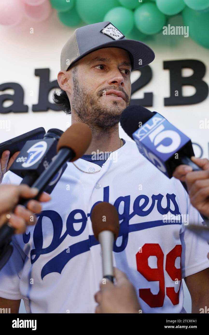 Los Angeles Dodgers veteran reliever Joe Kelly meets the press at ...