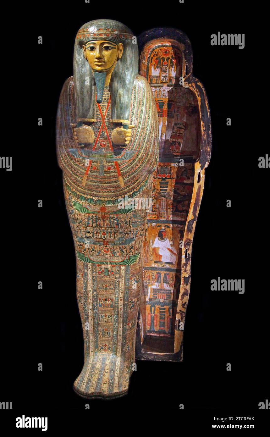Inner coffin of Djedmontefanch.An Amun priest.Beautifully painted.Wood ...
