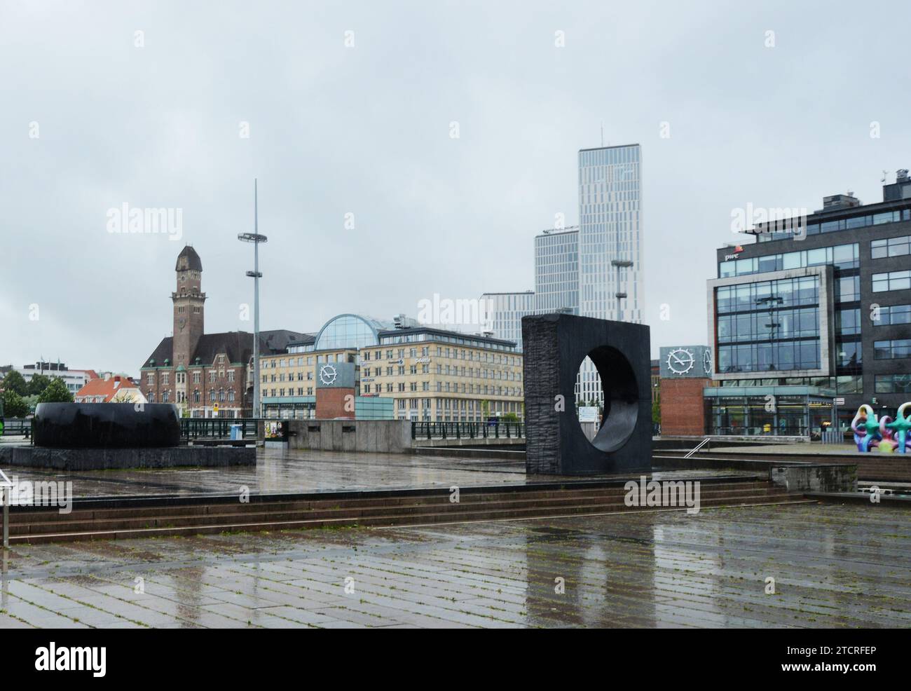 The skyline in downtown Malmö combines modern architecture with ...