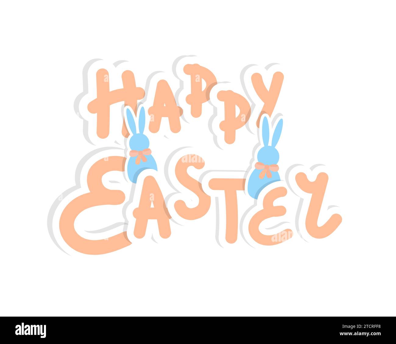 Happy Easter lettering stickers in peach fuzz color trend 2024 with ...
