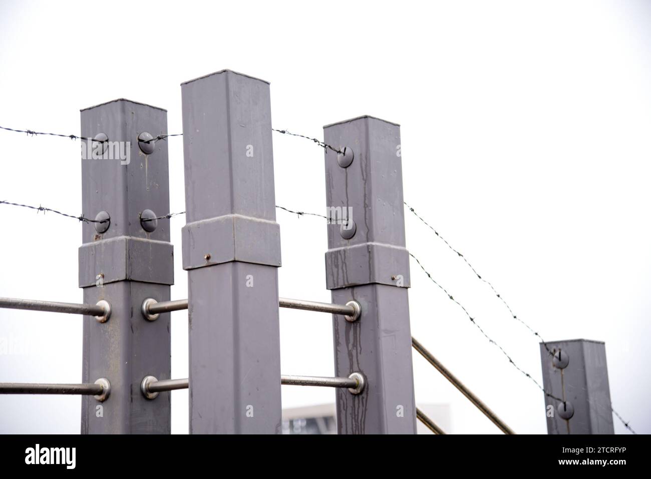 Paju, South Korea. 14th Dec, 2023. Barbed wire at the observation deck ...